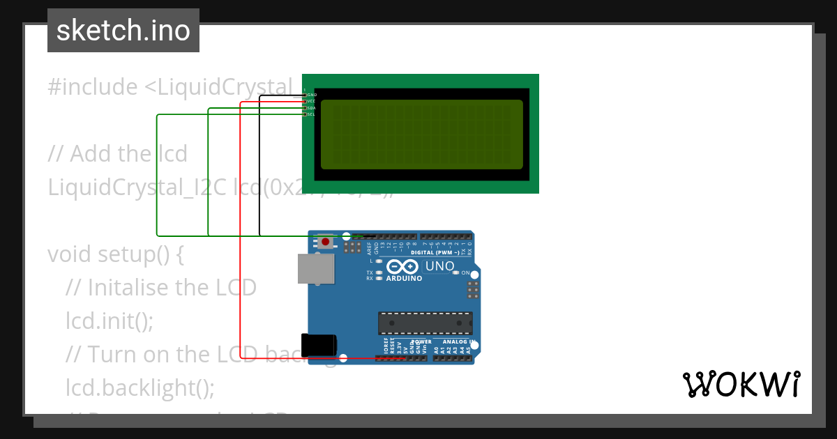 Printing Hello World using LCD - Wokwi ESP32, STM32, Arduino Simulator