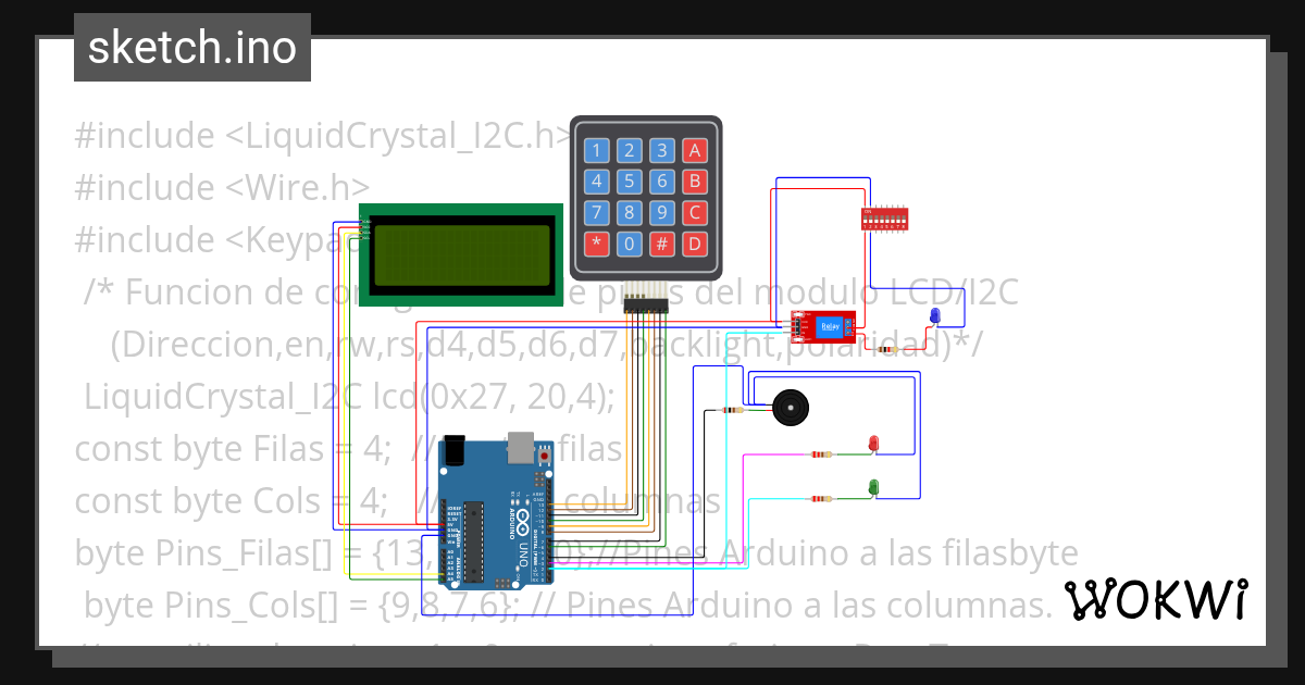 2 Proyecto Ingreso por contaseña Relay Buzzer, Lcd y Teclado matricial - Wokwi ESP32, STM32 ...