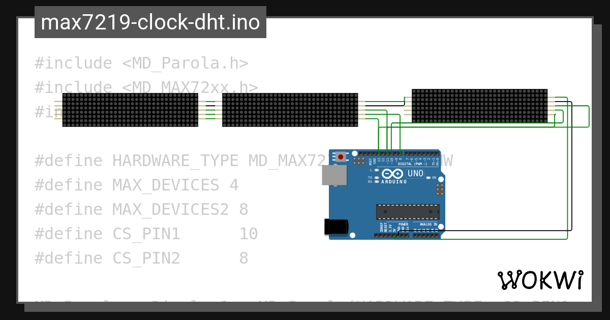 Lkpd Arduino Uno Spi Led Matrix7219 Hello Sija Wokwi Esp32 Stm32 Arduino Simulator