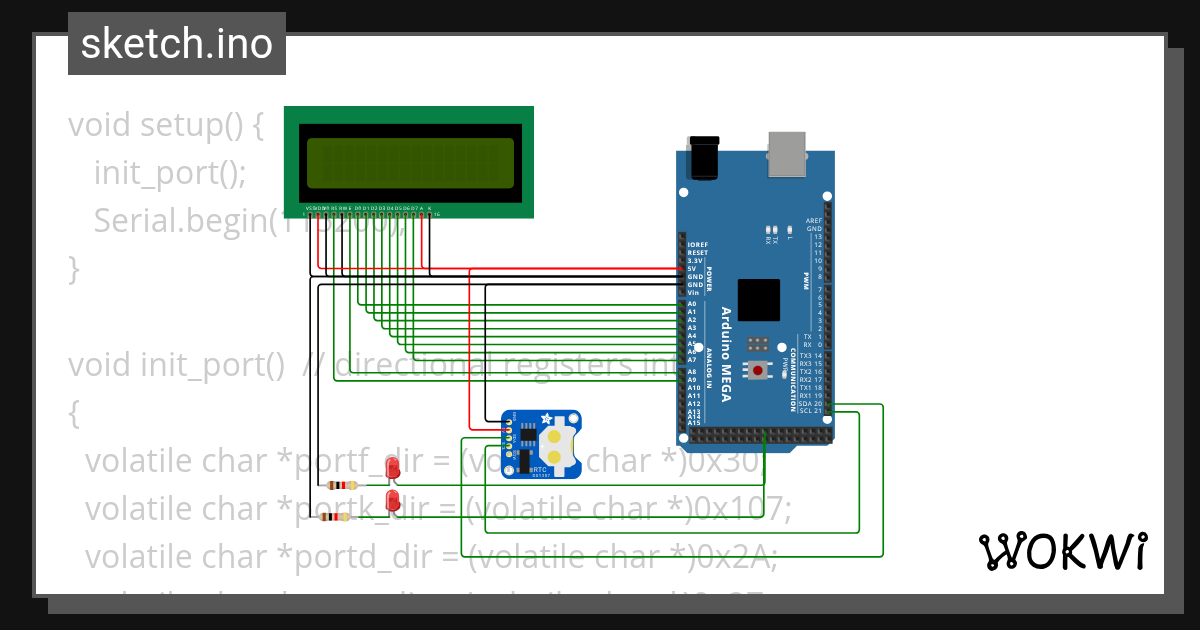 LCD-RTC Project - Wokwi ESP32, STM32, Arduino Simulator