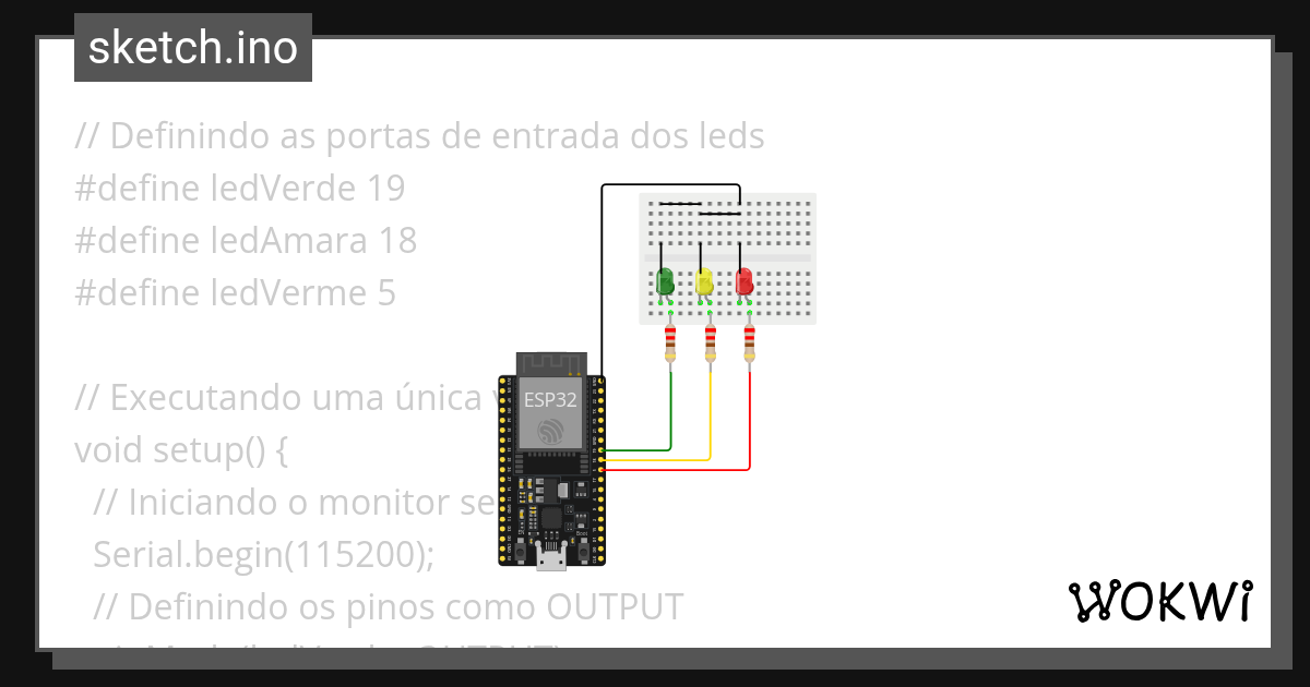 Semaforo - Wokwi ESP32, STM32, Arduino Simulator