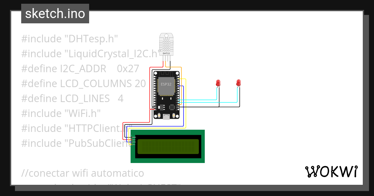 Sensor de umidade e temperatura - Wokwi ESP32, STM32, Arduino Simulator