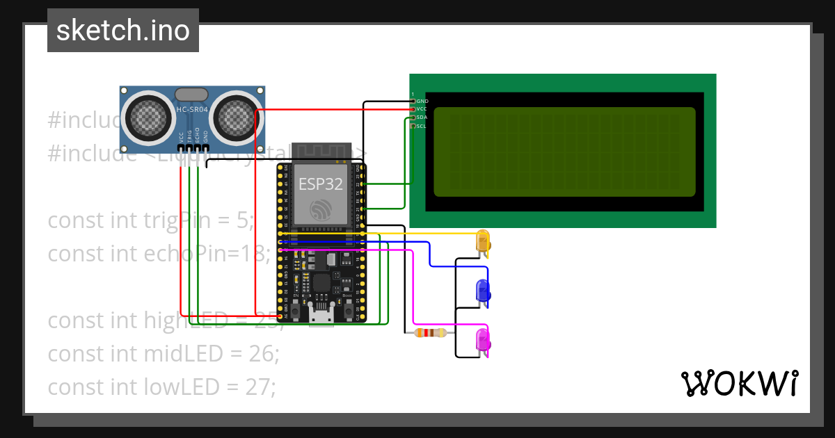 sensor sonico - Wokwi ESP32, STM32, Arduino Simulator