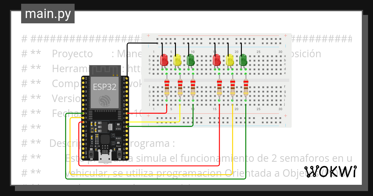 202 Composicion, Led, Semaforo - Wokwi ESP32, STM32, Arduino Simulator