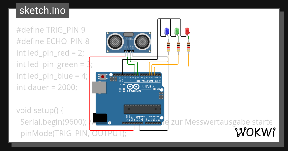 Ultraschallsensor Project - Wokwi ESP32, STM32, Arduino Simulator