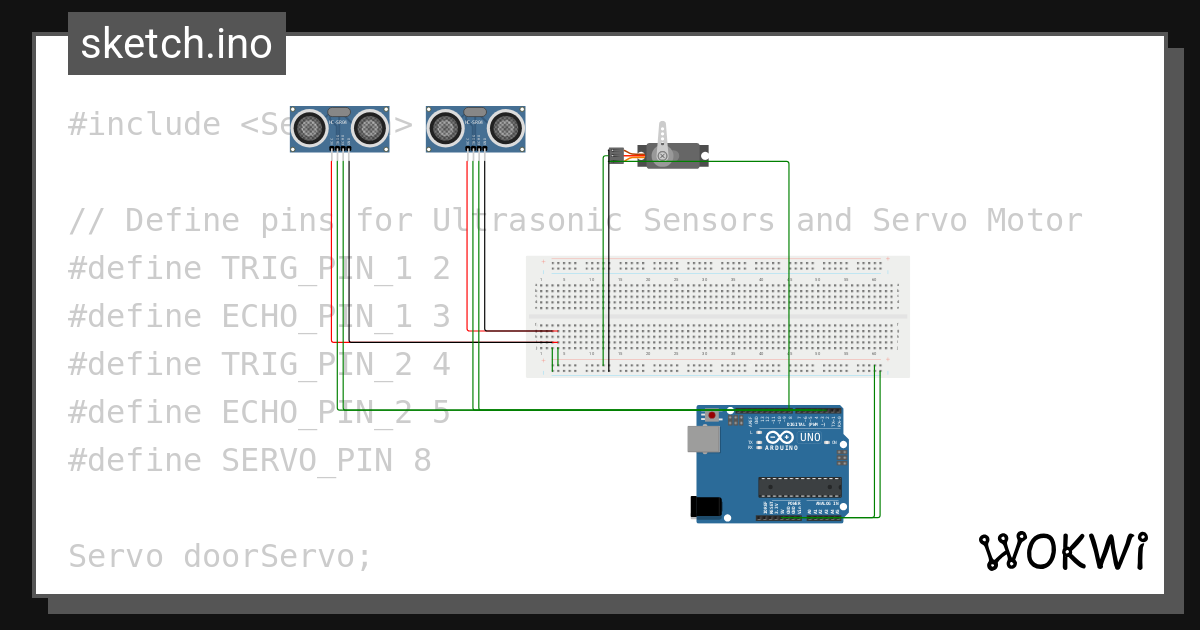 Servo And 2 Ultrasonic Wokwi Esp32 Stm32 Arduino Simulator 0474