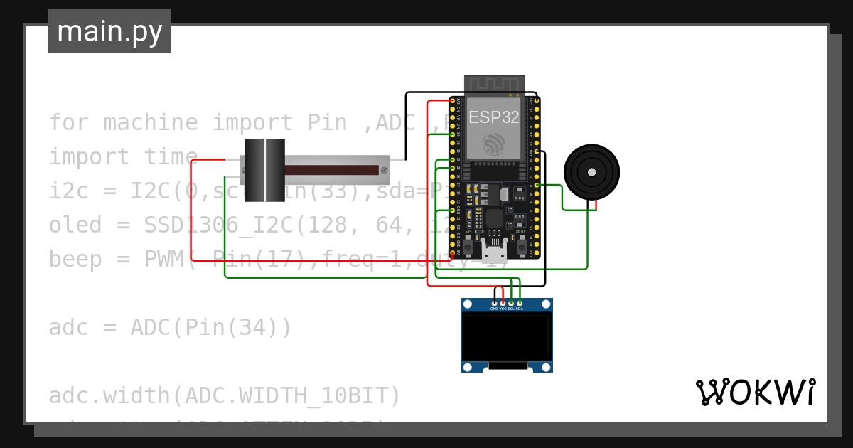 滑动变阻器蜂鸣器 Wokwi Esp32 Stm32 Arduino Simulator 3999