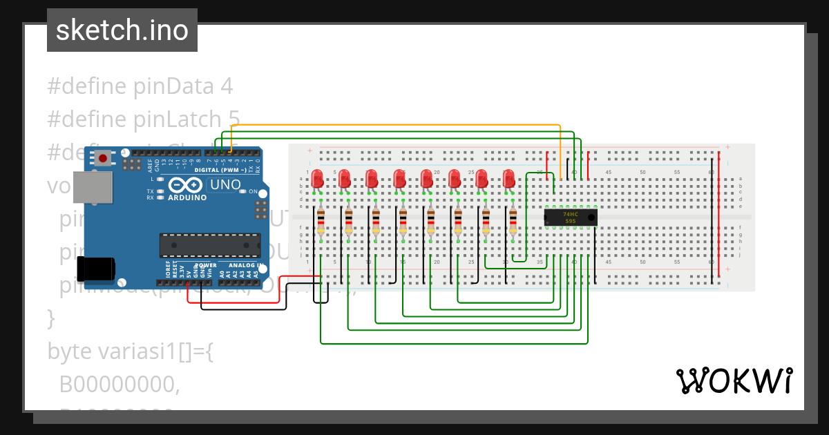 REGISTER-74HC595 XII F4 - Wokwi ESP32, STM32, Arduino Simulator