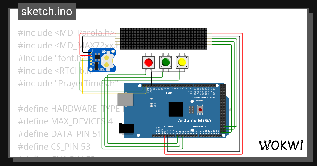 Running Text Waktu Sholat - Wokwi ESP32, STM32, Arduino Simulator