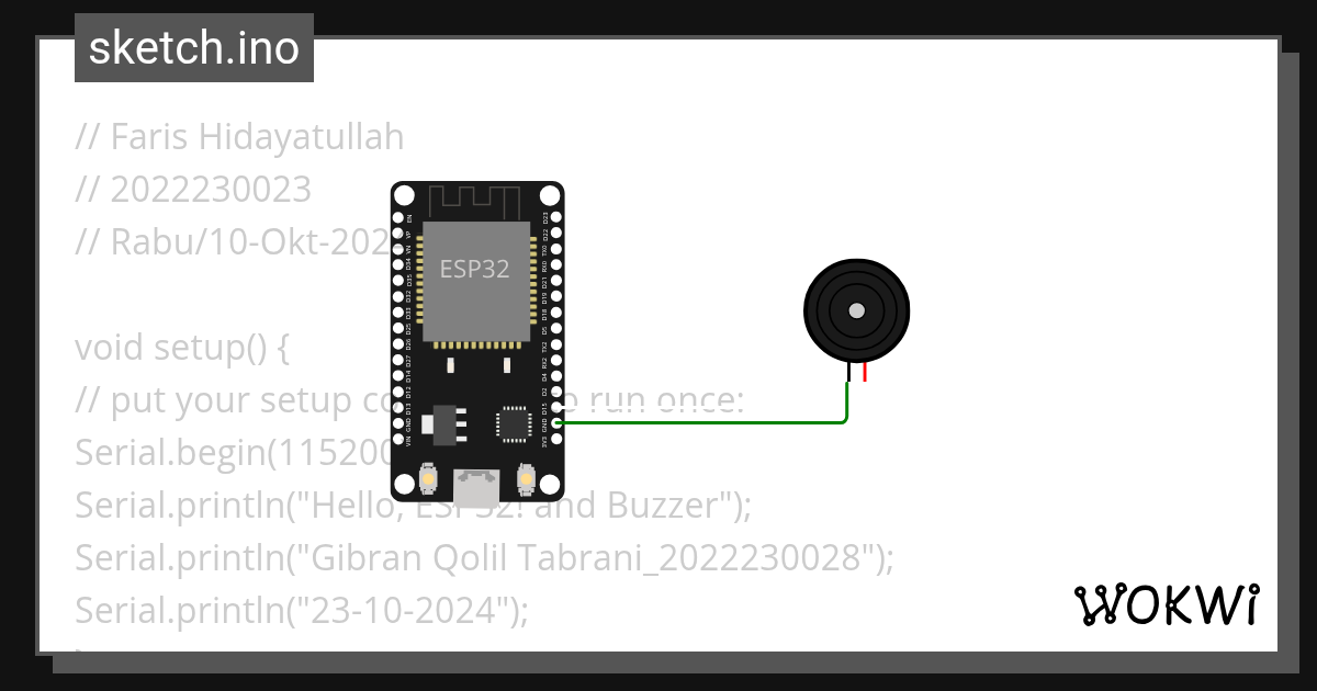 Praktikum 3.6_Faris Hidayatullah_2022230023_Bekerja dengan buzzer - Wokwi ESP32, STM32, Arduino ...