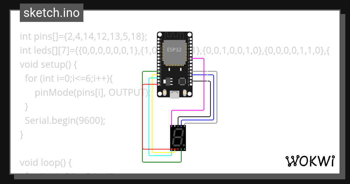 SEVEN SEGMENT LED WITH ESP32 Copy - Wokwi ESP32, STM32, Arduino Simulator