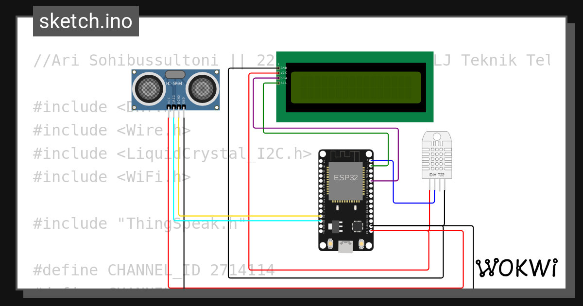 Sensor Suhu Esp32 Thingspeak Ari Wokwi Esp32 Stm32 Arduino Simulator