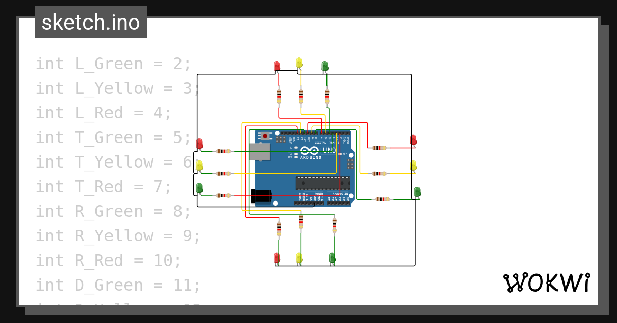 ไฟจราจร Wokwi Esp32 Stm32 Arduino Simulator 
