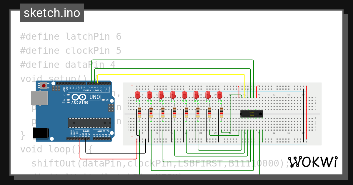 REGISTER-74HC595 Copy - Wokwi ESP32, STM32, Arduino Simulator REGISTER-74HC595 Copy - Wokwi ESP32, STM32, Arduino Simulator