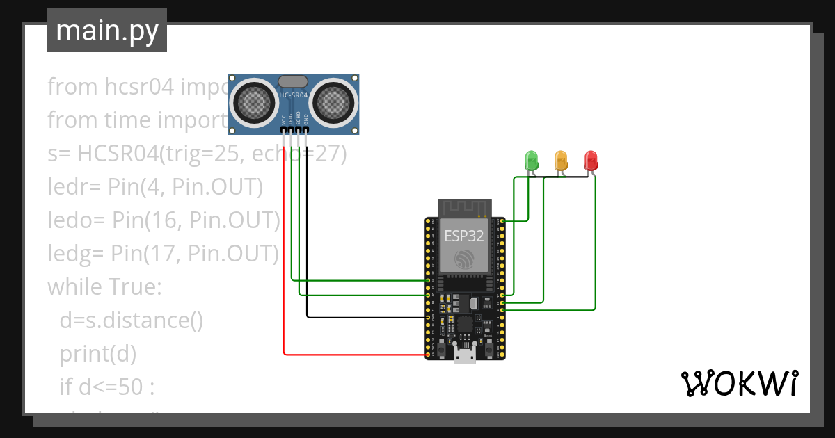hcsr04 - Wokwi ESP32, STM32, Arduino Simulator