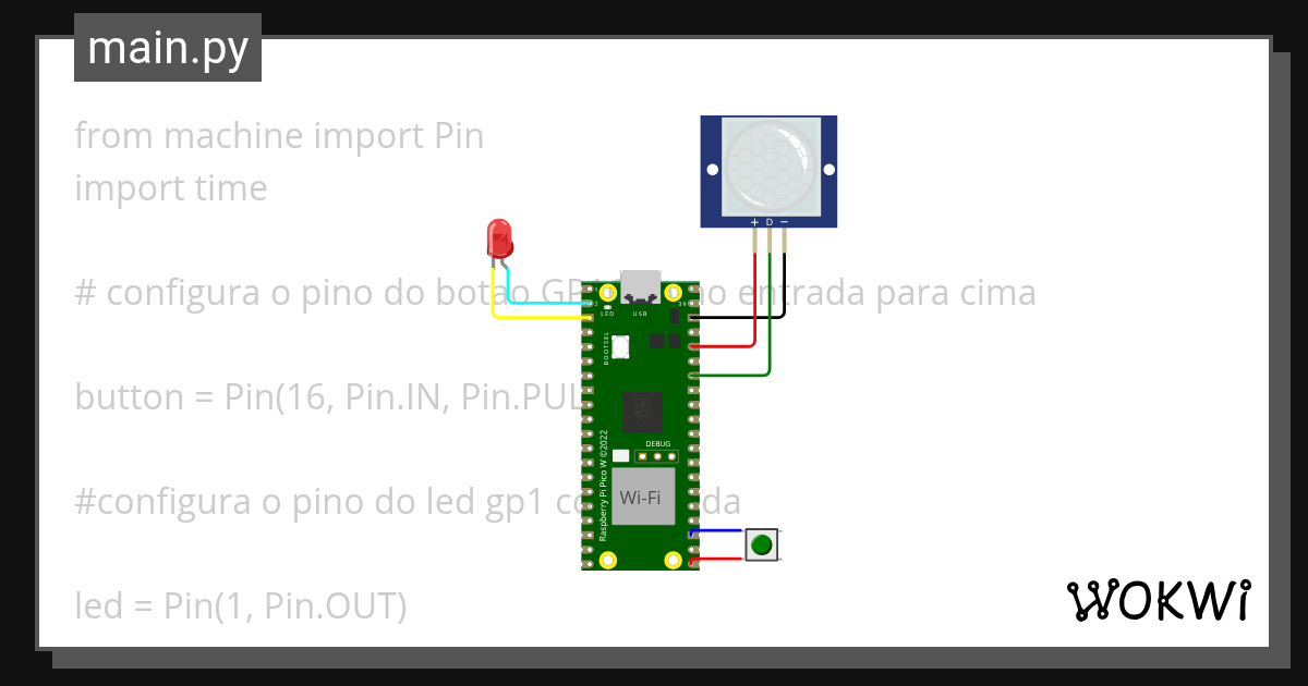 Detector de movimento - Wokwi ESP32, STM32, Arduino Simulator