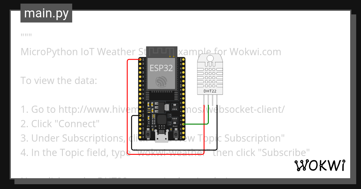 Node RED - Weather DHT22 MQTT Publisher - Wokwi ESP32, STM32, Arduino Simulator