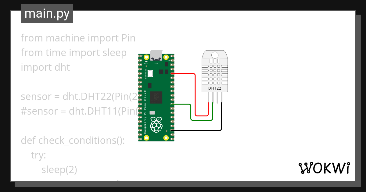 dht 11 and raspberry pi pico comments - Wokwi ESP32, STM32, Arduino Simulator