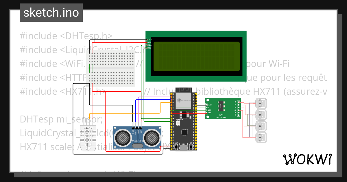 LCD_DISTANCIA_HUM_TEMP stock 2 - Wokwi ESP32, STM32, Arduino Simulator