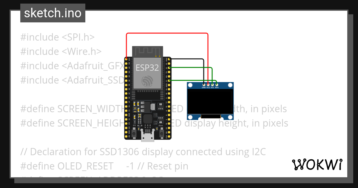 Prueba OLED - Wokwi ESP32, STM32, Arduino Simulator