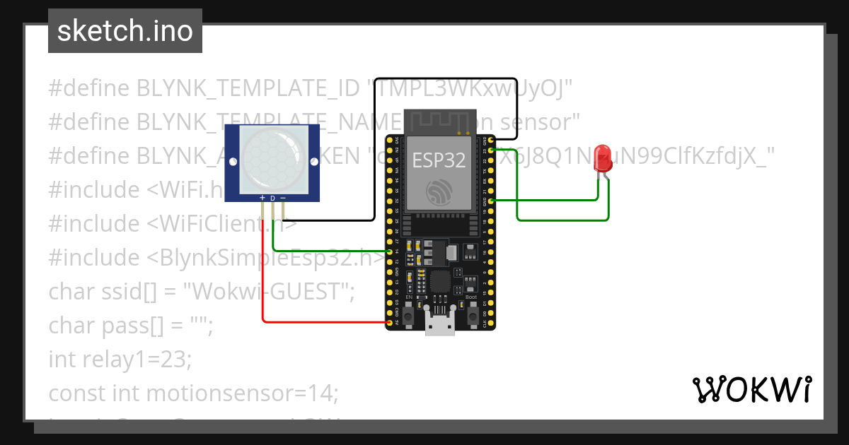 Motion Sensor using Blynk - Wokwi ESP32, STM32, Arduino Simulator