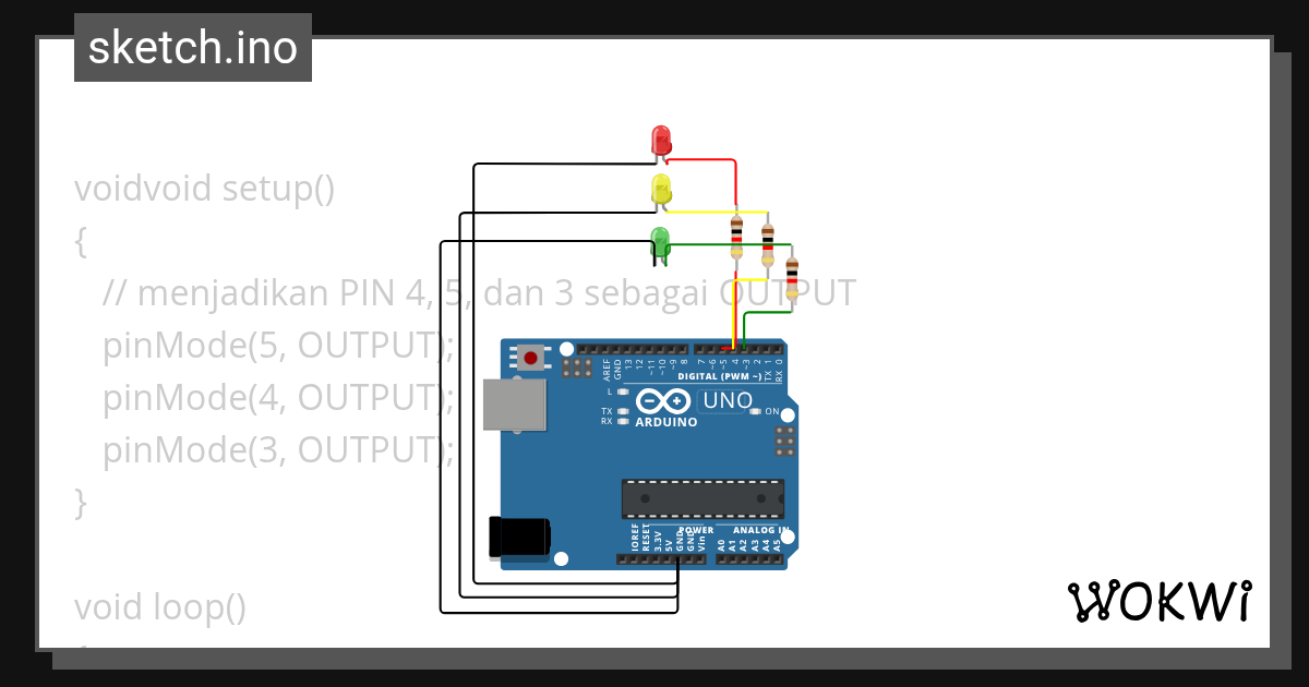 lampu lalu lintas 1 arah Copy - Wokwi ESP32, STM32, Arduino Simulator