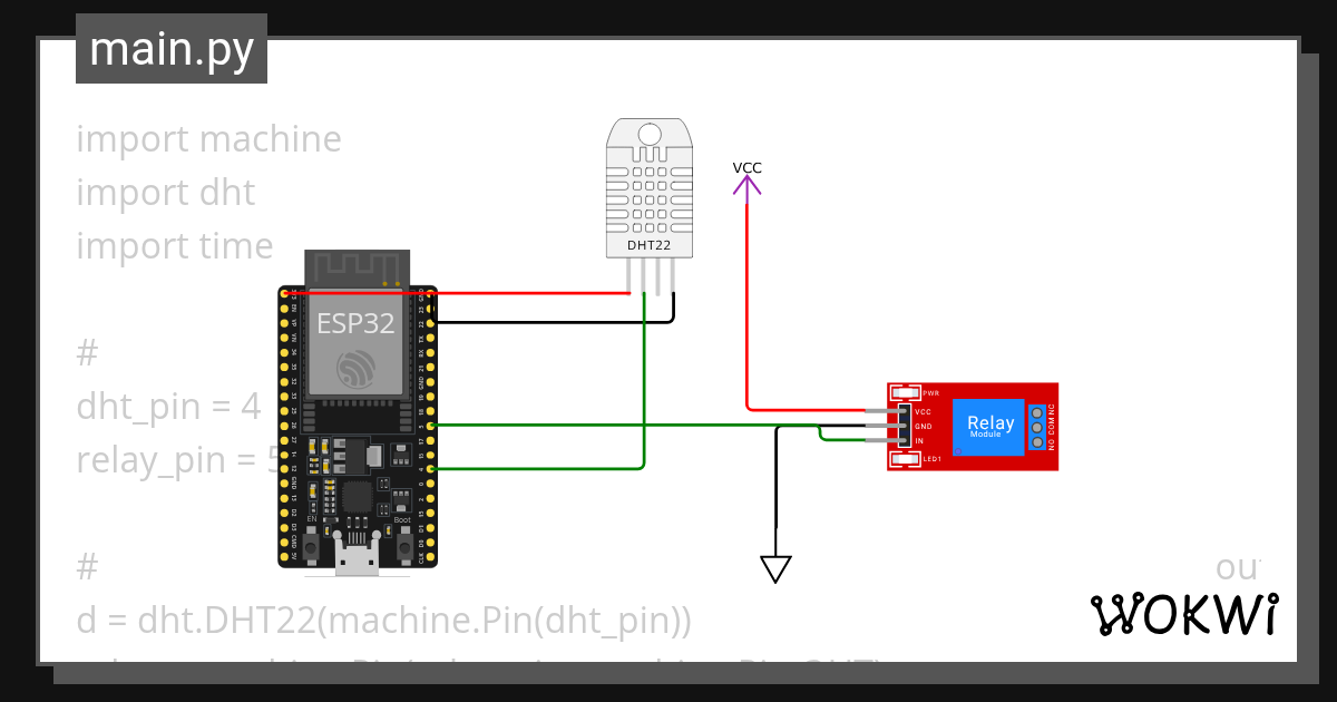 Dht22 Relay Wokwi Esp32 Stm32 Arduino Simulator 