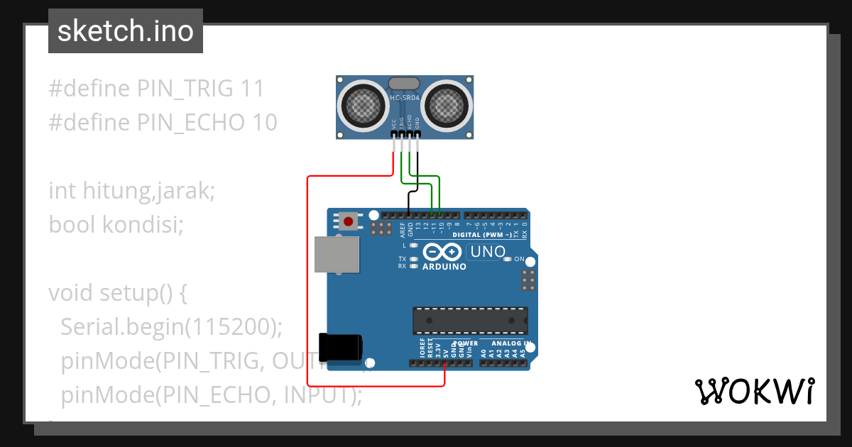 Nuradelia_230206501005 tugas sensor jarak ultrasonik - Wokwi ESP32, STM32, Arduino Simulator