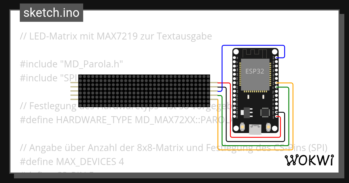 50_ESP32_MAX7219_PlainText - Wokwi ESP32, STM32, Arduino Simulator