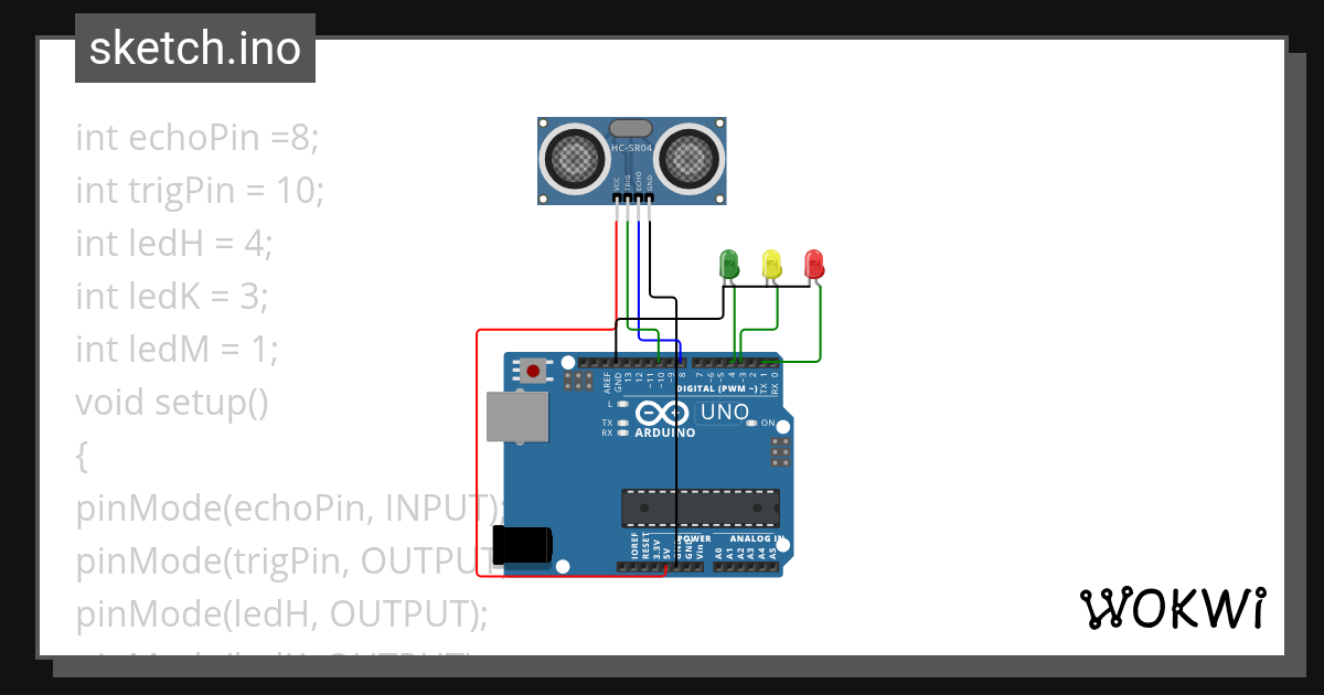 Ultrasonik - Wokwi ESP32, STM32, Arduino Simulator