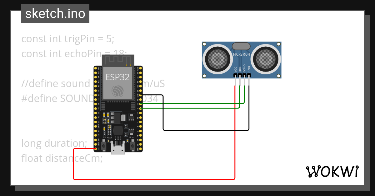exercice (5) ultrason - Wokwi ESP32, STM32, Arduino Simulator