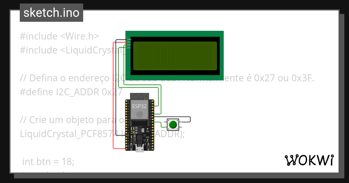 LCD I2C 20x4 - Wokwi ESP32, STM32, Arduino Simulator