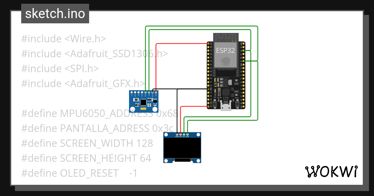 Acelerometro con Oled - Wokwi ESP32, STM32, Arduino Simulator