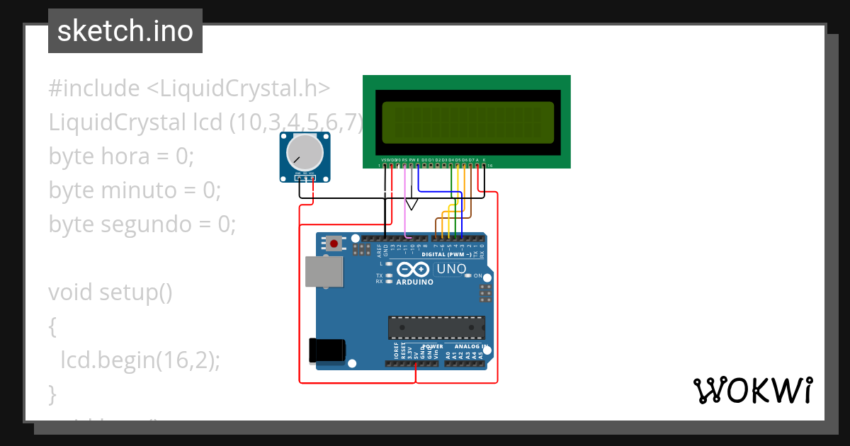 LCD - Display de horario - Wokwi ESP32, STM32, Arduino Simulator