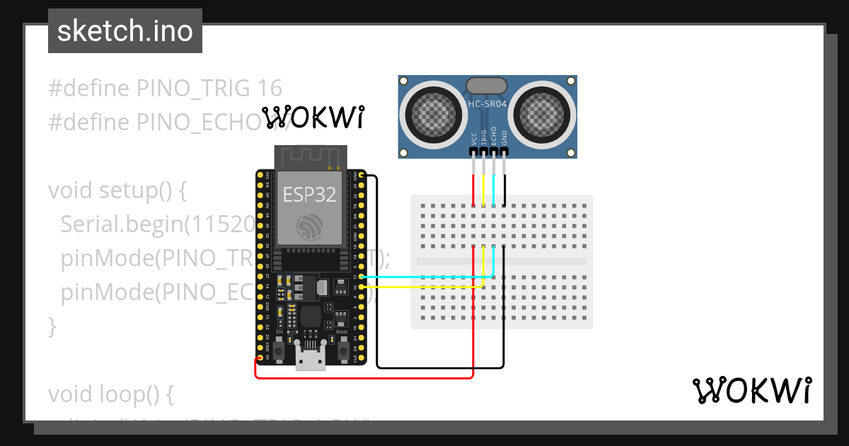 ULtrasonic Sensor - Wokwi ESP32, STM32, Arduino Simulator