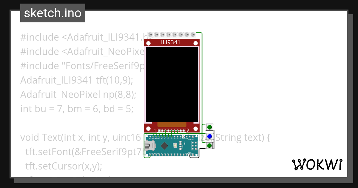 Simple display technology for neopixel LED - Wokwi ESP32, STM32 ...