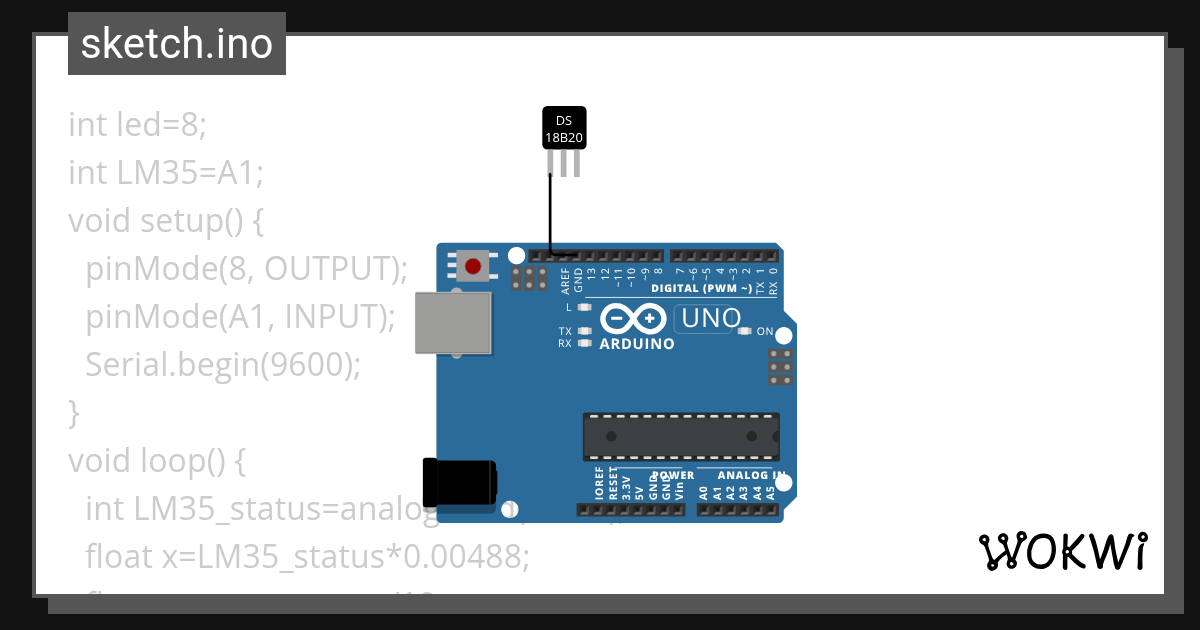 Temperature Sensor Wokwi Esp32 Stm32 Arduino Simulator