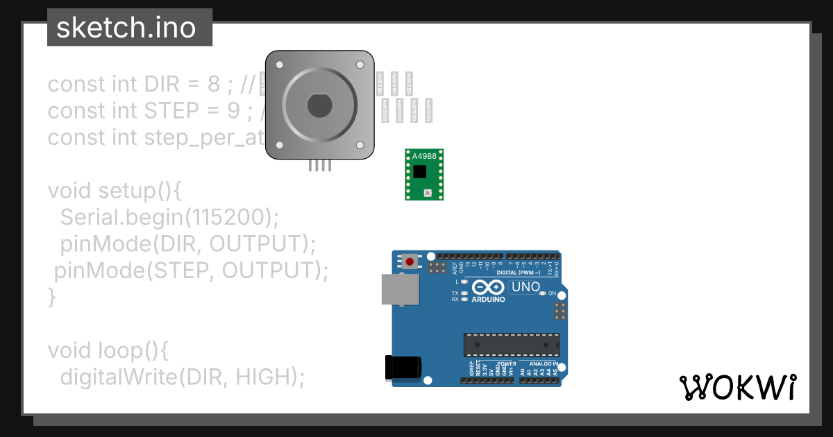 stepper Motor with Driver - Wokwi ESP32, STM32, Arduino Simulator
