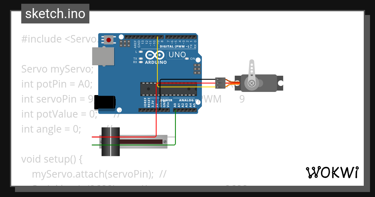 3滑动电位器控制舵机 Wokwi Esp32 Stm32 Arduino Simulator 