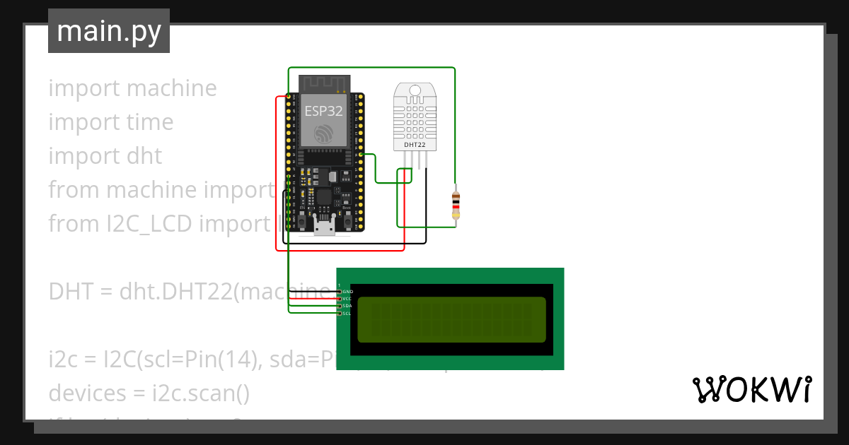 lcd + dht22 - Wokwi ESP32, STM32, Arduino Simulator