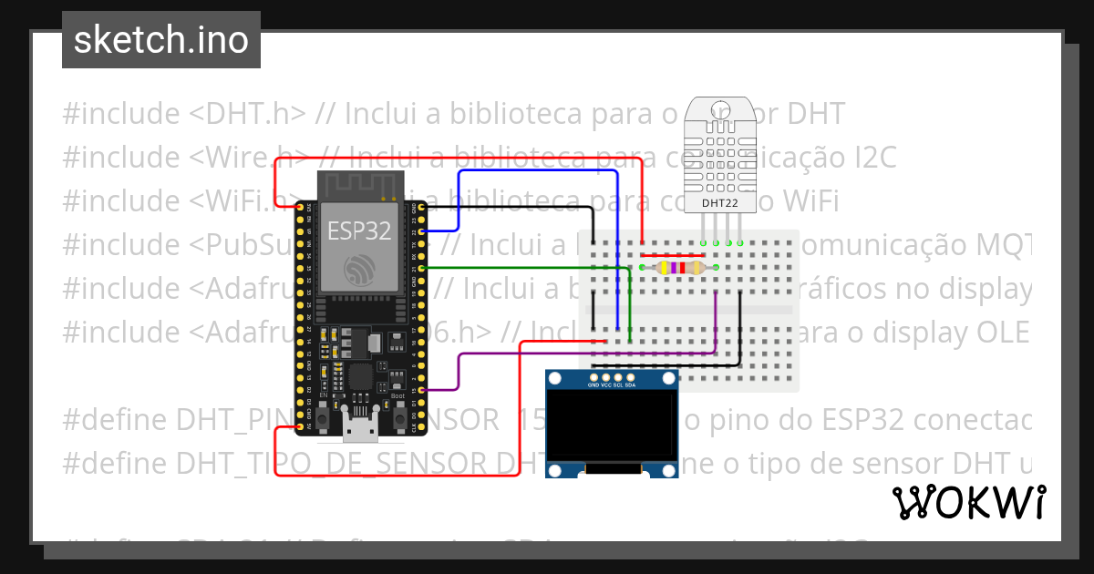 DHT22+OLED+MQTT - Wokwi ESP32, STM32, Arduino Simulator