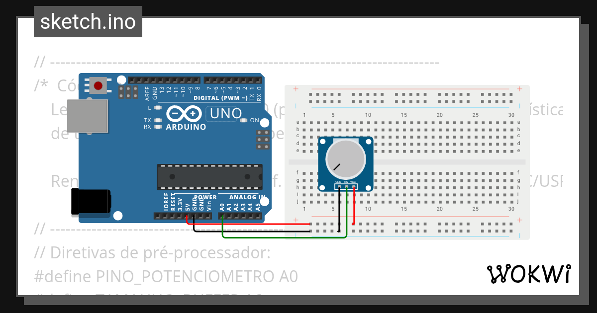 Potenciometro Arduino UNO - Estatística Renan - Wokwi ESP32, STM32, Arduino Simulator