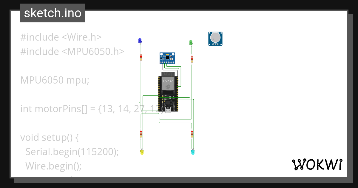 SImulasi Quadcopter dengan LED sebagai baling-baling - Wokwi ESP32 ...