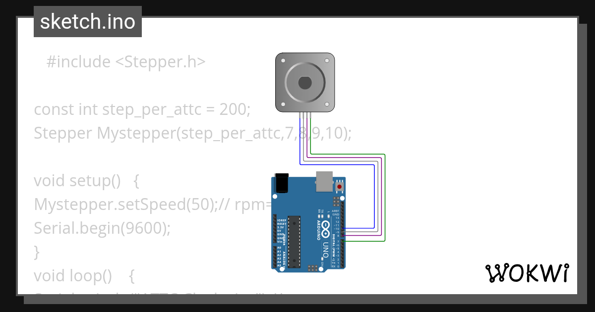 Stepper Motor1 - Wokwi ESP32, STM32, Arduino Simulator