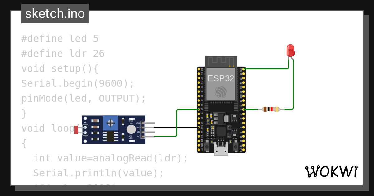 Ldr Esp32 Led Wokwi Esp32 Stm32 Arduino Simulator 8884