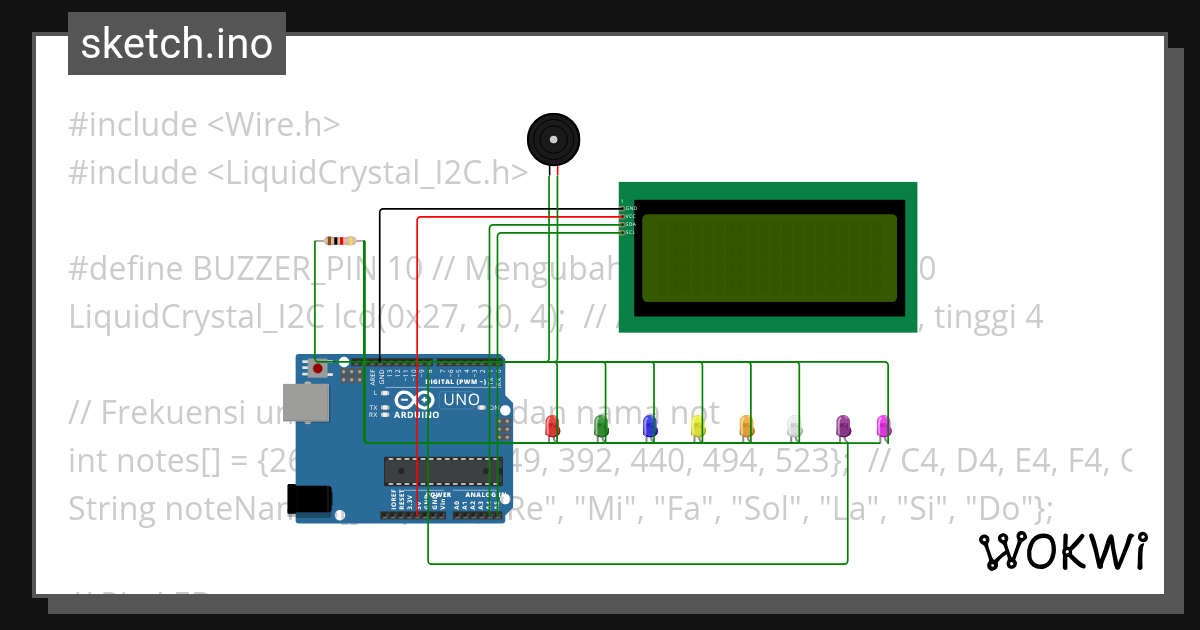 Ilham lampu doremi - Wokwi ESP32, STM32, Arduino Simulator
