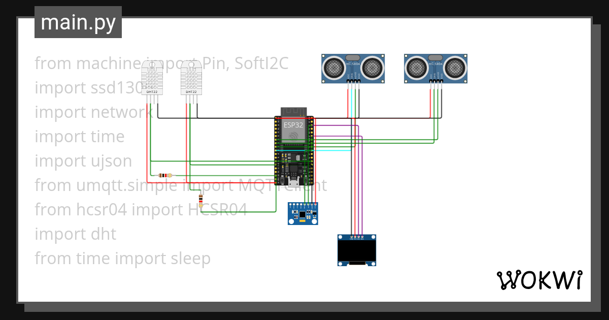 project gabungan sensor - Wokwi ESP32, STM32, Arduino Simulator