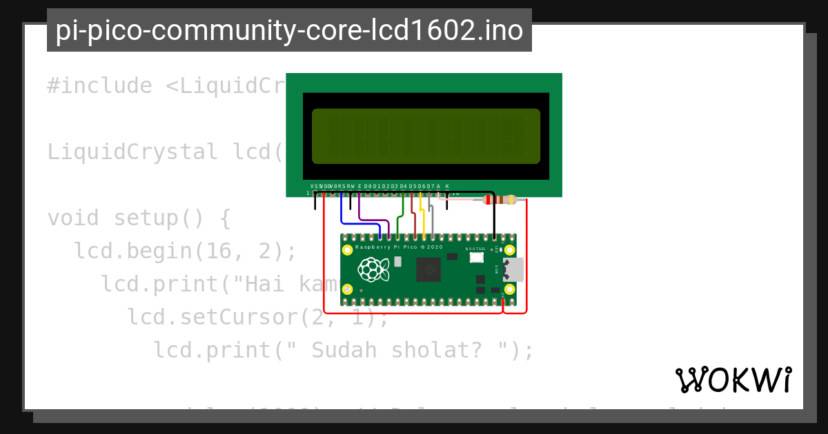 Pi Pico Community Core Lcd1602kirom Wokwi Esp32 Stm32 Arduino Simulator