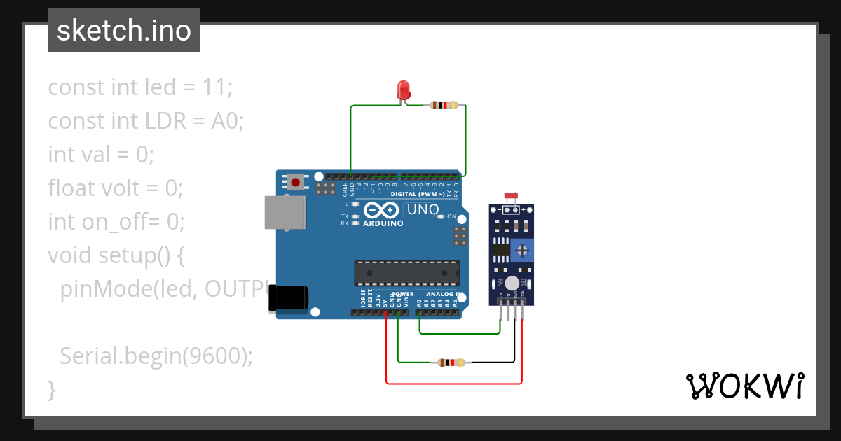 LDR project - Wokwi ESP32, STM32, Arduino Simulator