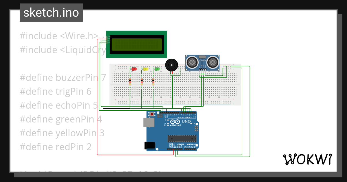 LED BUZZER SENSOR LCD_Azka Faza XI-9 - Wokwi ESP32, STM32, Arduino Simulator